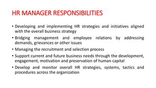 HUMAN RESOURCE MANAGER QUALITIES,SKILL,RESPONSIBILTY AND QUALIFICATION ...