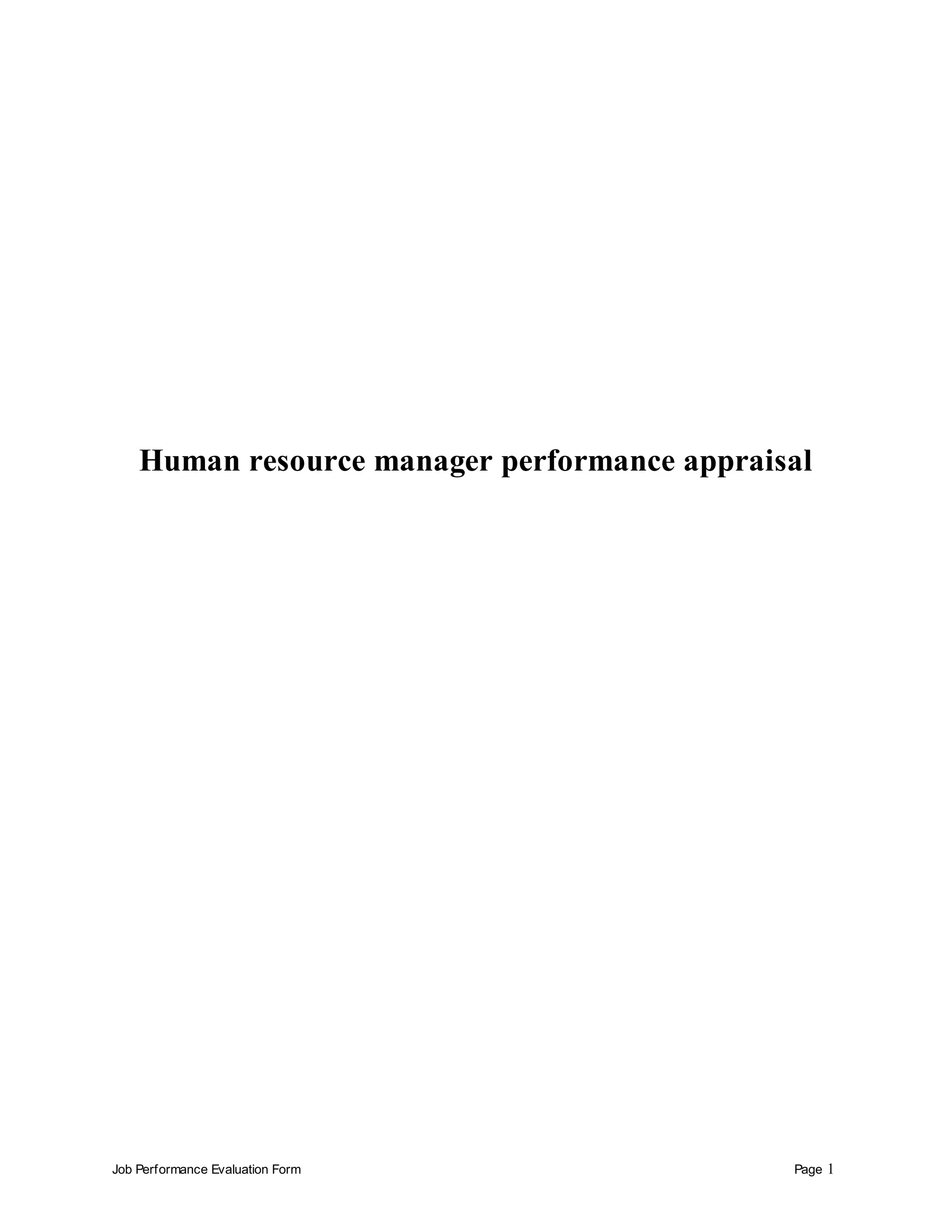 Human resource manager performance appraisal | DOCX