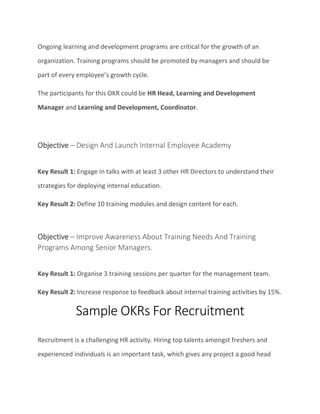Human resource okr examples | PDF