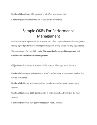Human resource okr examples | PDF