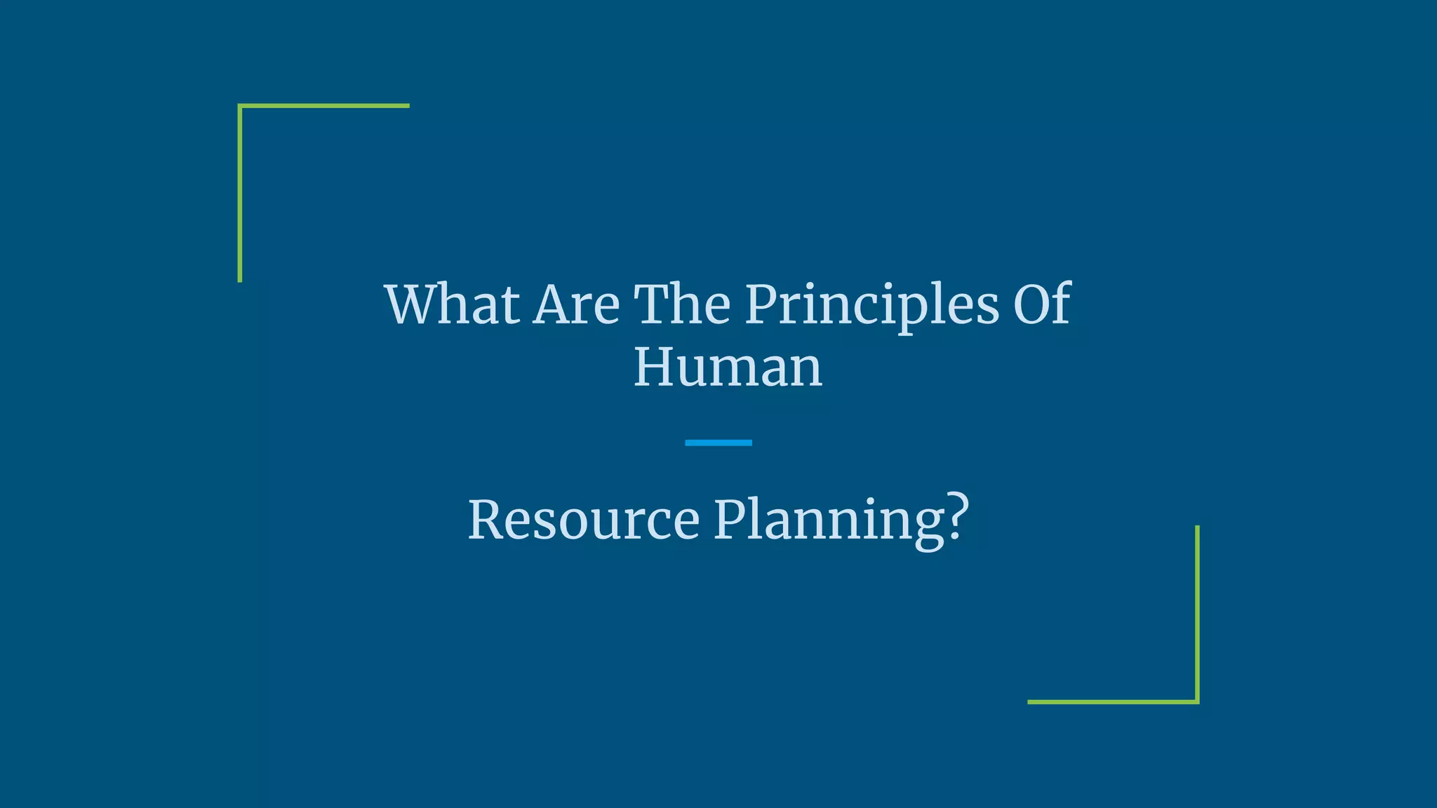 What Are The Principles Of Human Resource Planning? | PPTX