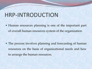 HUMAN RESOURCE PLANNING NOTES FOR HRM NOTES | PPTX