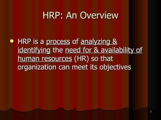 Human Resource Planning (Hrp) | PPT | Human Resources | Business