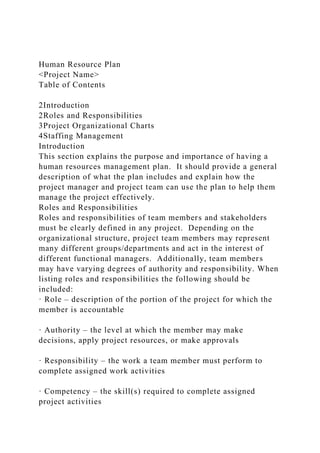 Human Resource PlanProject NameTable of Contents2Introdu.docx