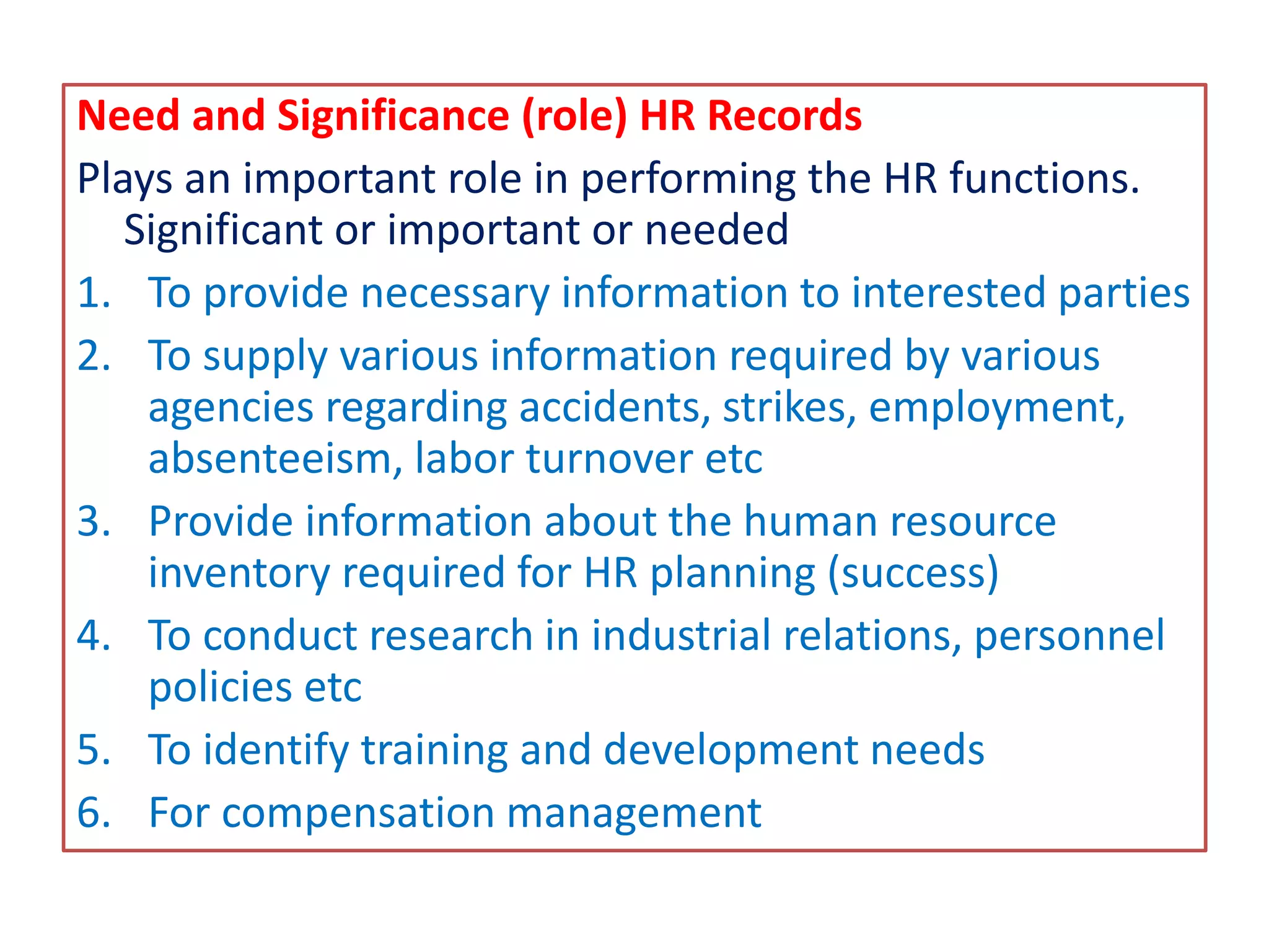 Human resource recods | PPTX