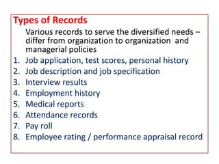 Human resource recods | PPTX