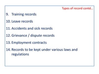 Human resource recods | PPTX