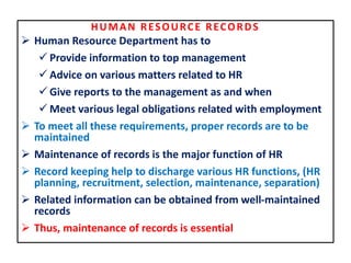 Human resource recods | PPTX