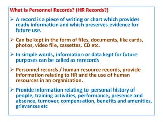 Human resource recods | PPTX