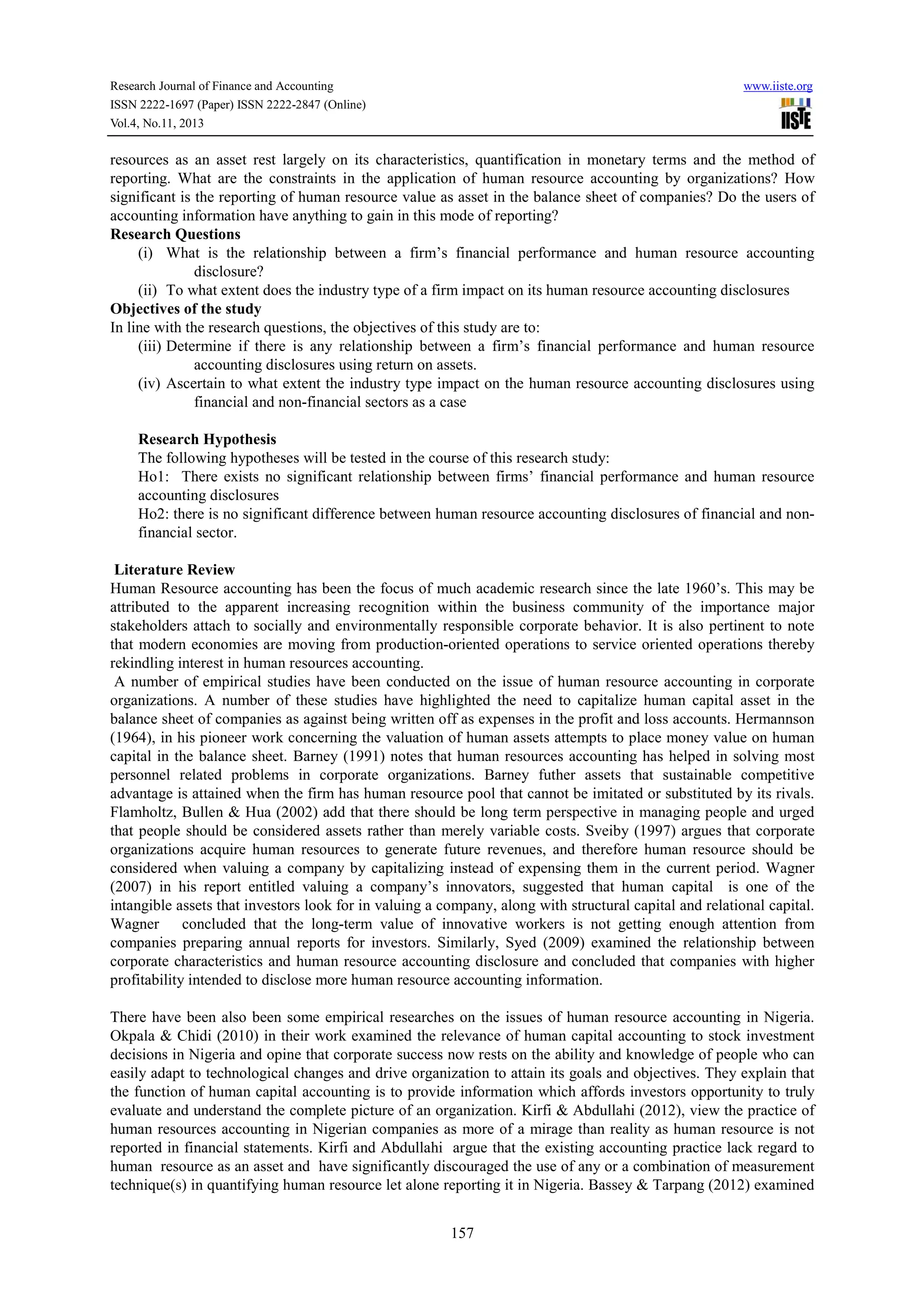 Human resources accounting disclosures in nigeria quoted firms | PDF