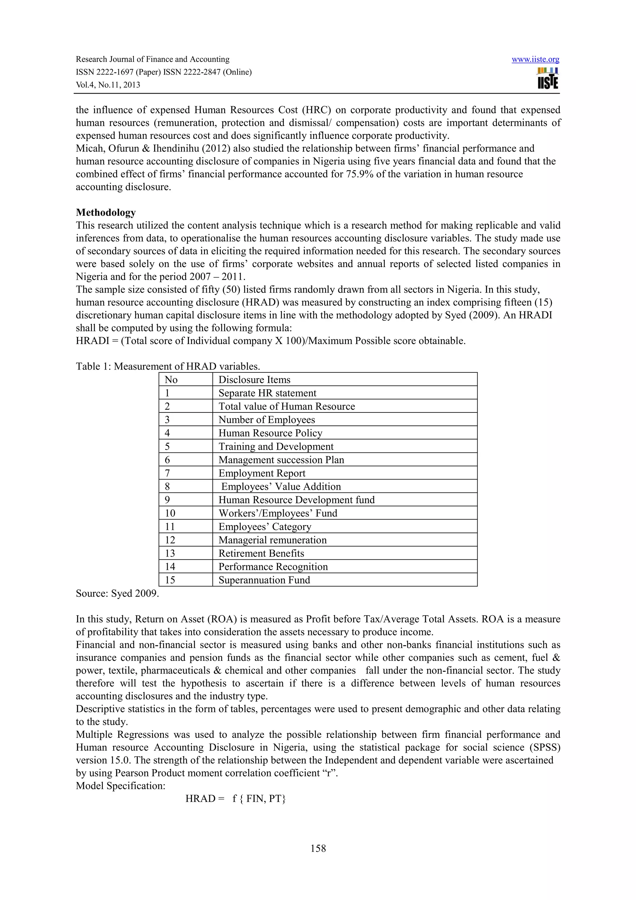 Human resources accounting disclosures in nigeria quoted firms | PDF