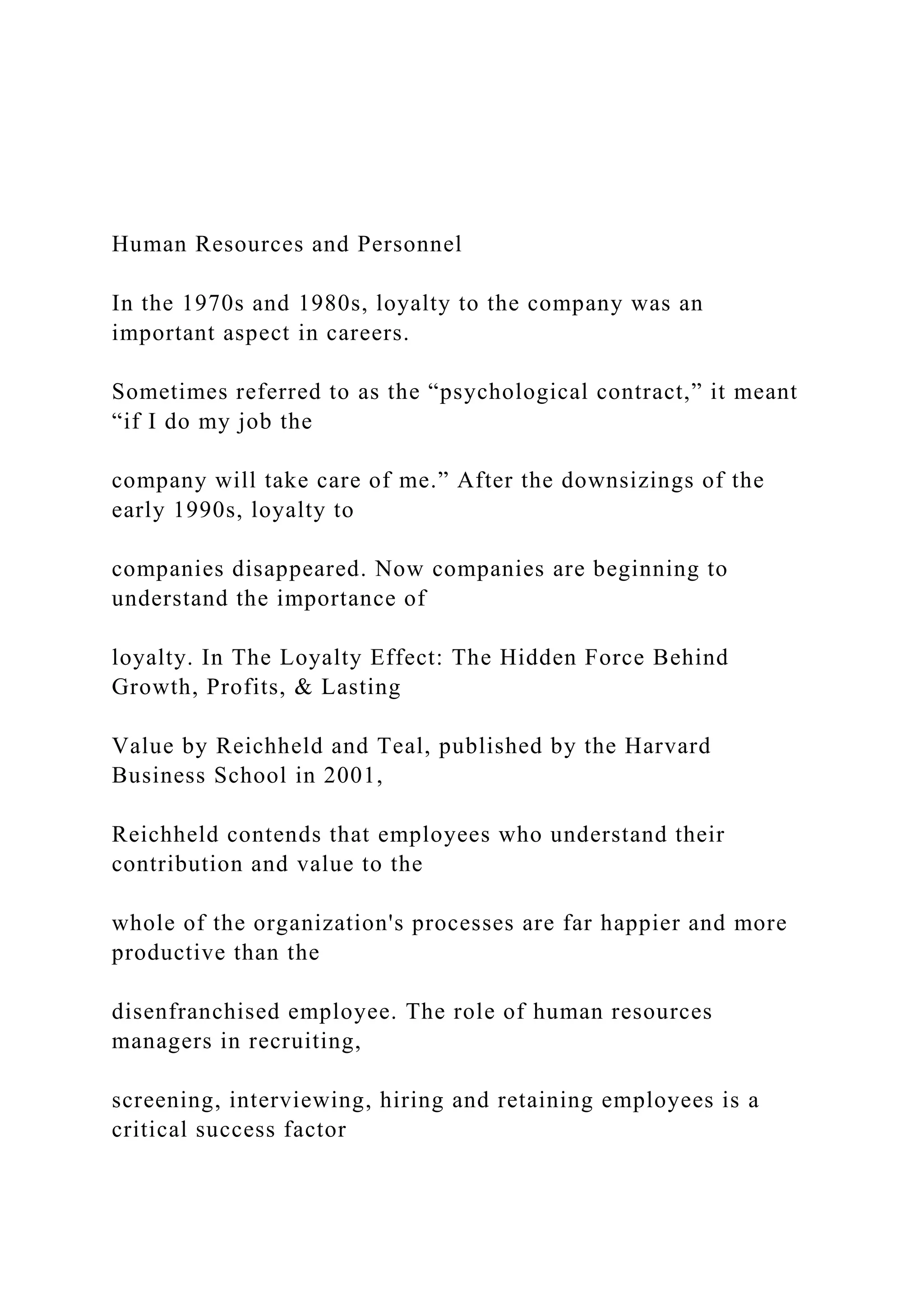 Human Resources and Personnel In the 1970s and 1980s, loya.docx
