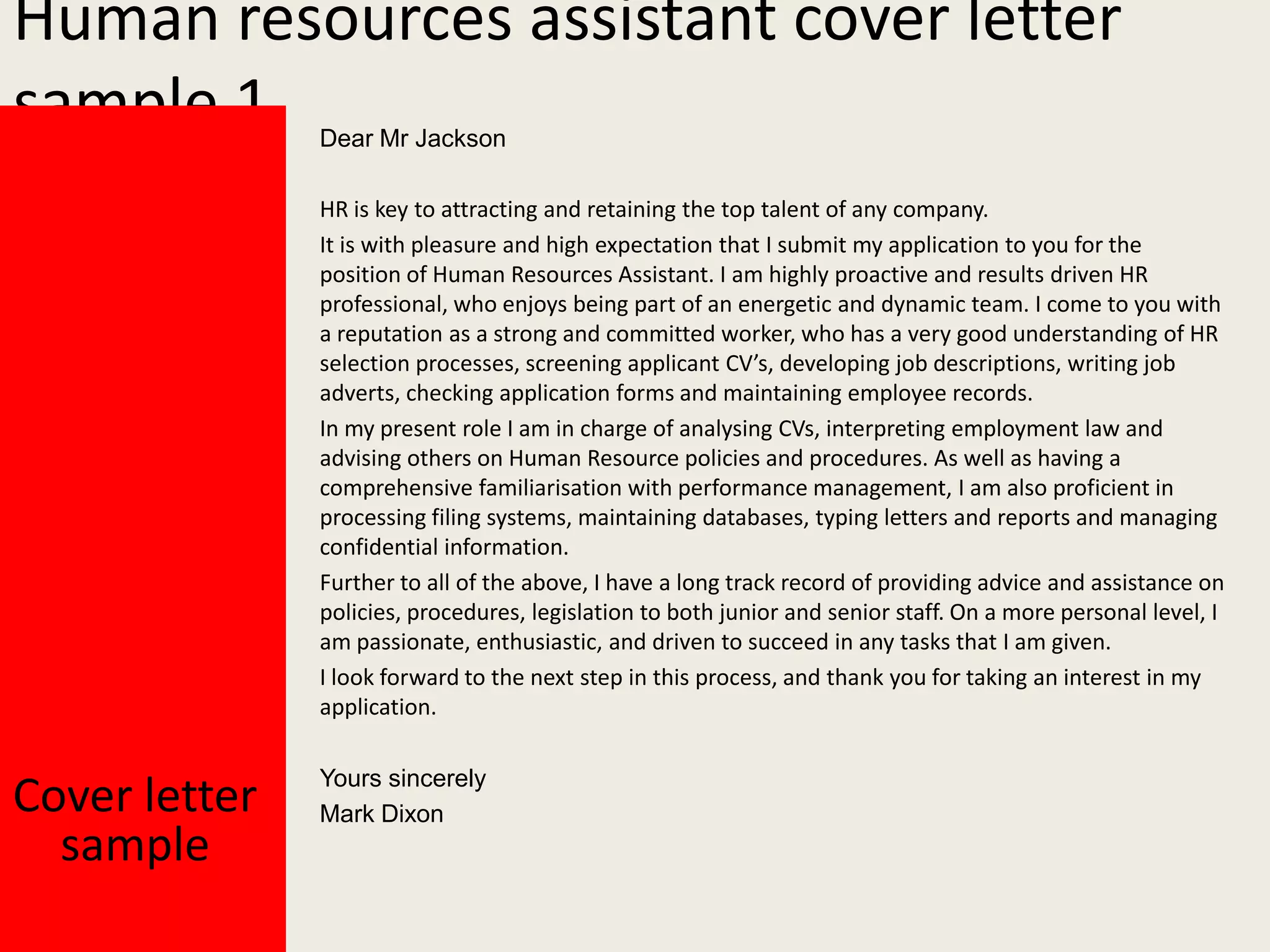 Human resources assistant cover letter | PPTX | Resume Writing and ...