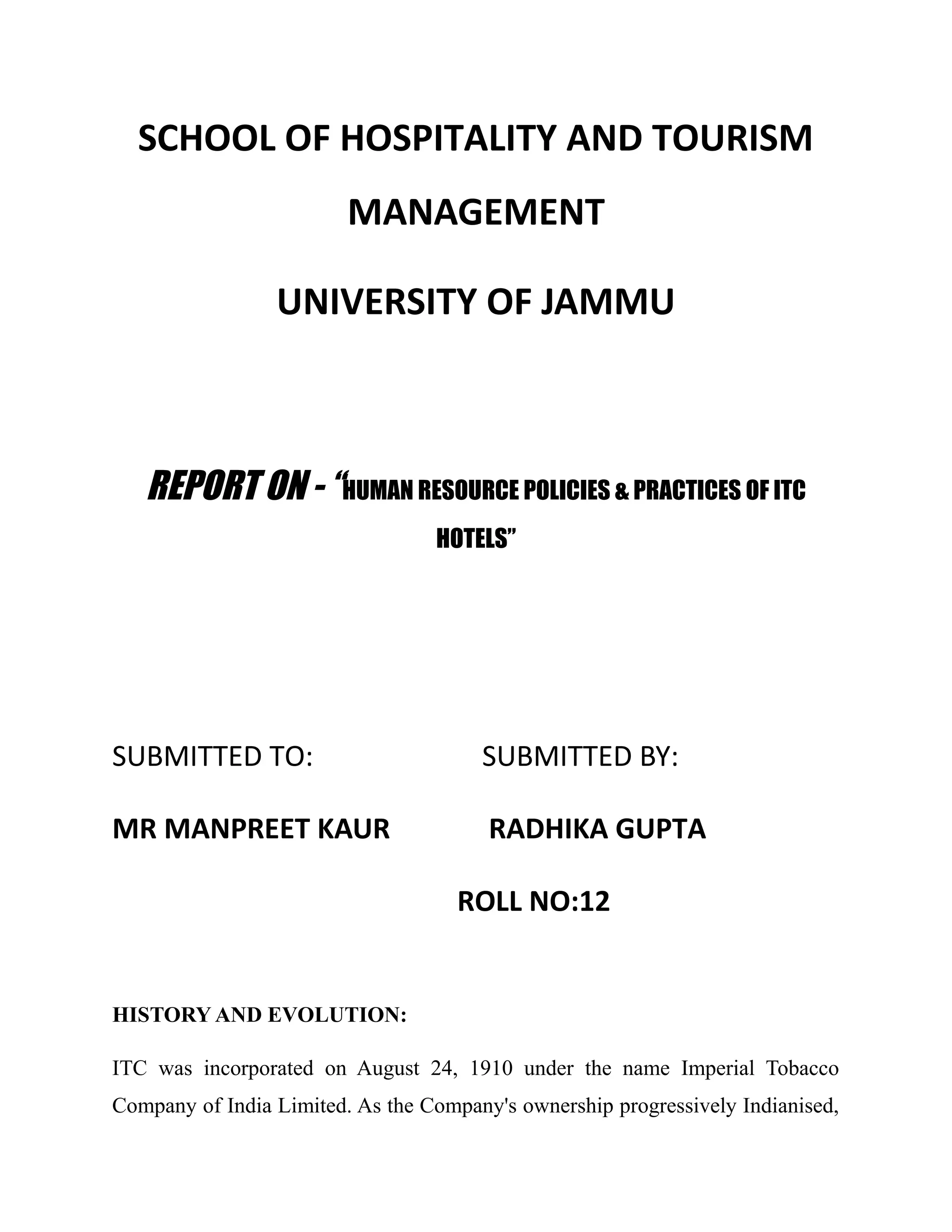 Human resource ::itc policies | PDF