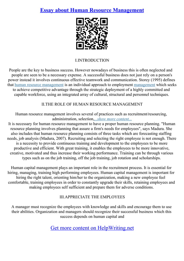 Human Resources Essays | PDF