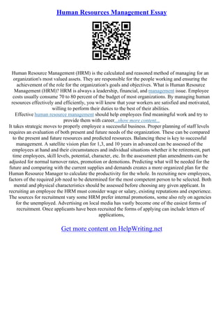 Human Resources Essays | PDF