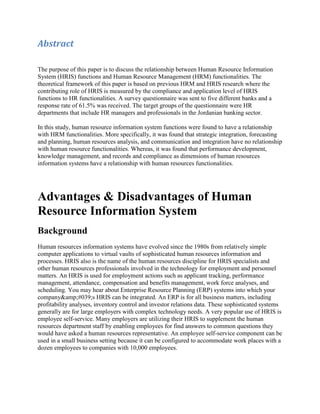 Human resources information systems | DOCX