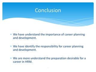 Human Resources Management Career Planning Development | PPTX