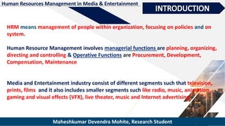 Human resources management in media & entertainment | PPT | Free Download