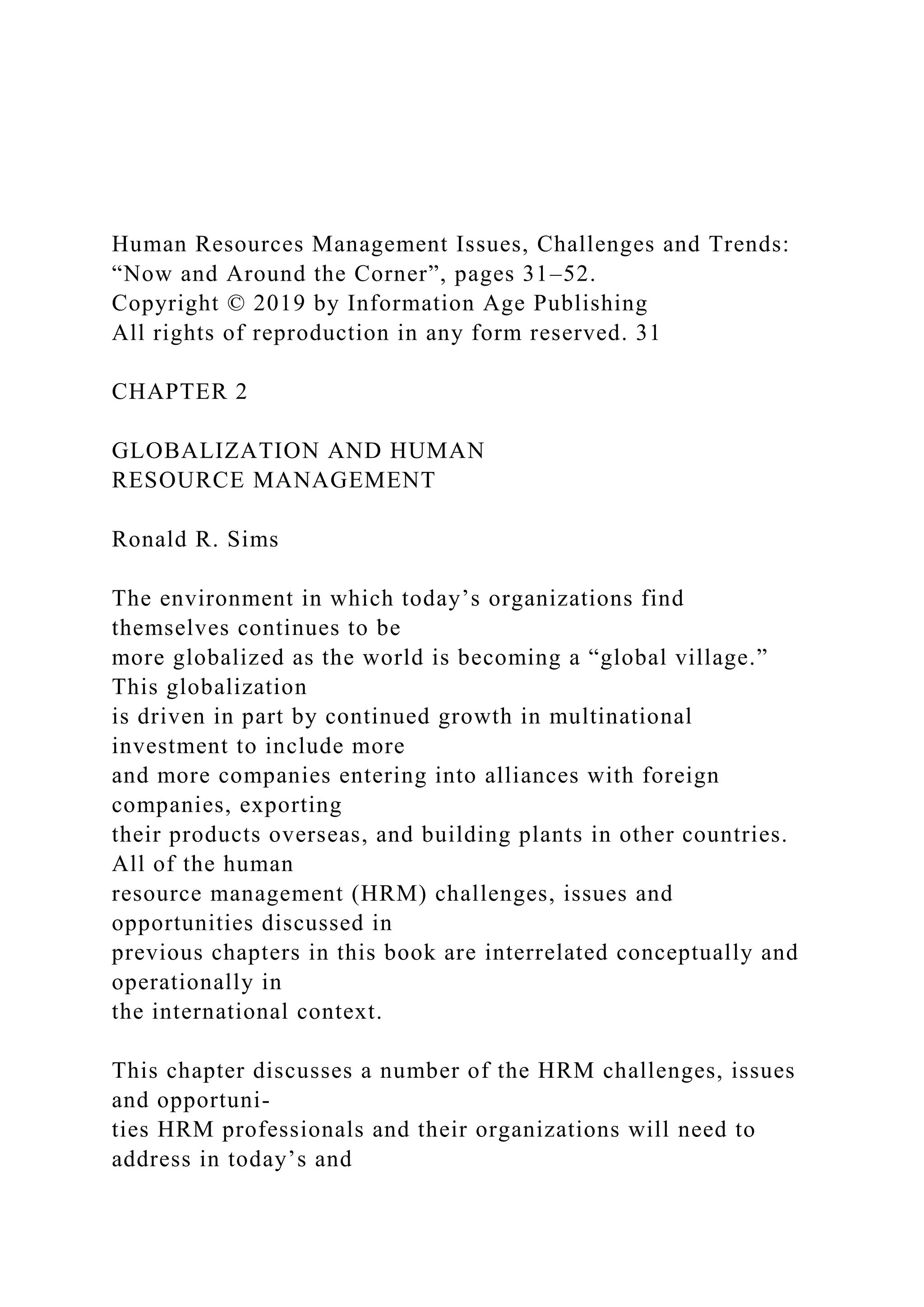 Human Resources Management Issues, Challenges and Trends .docx