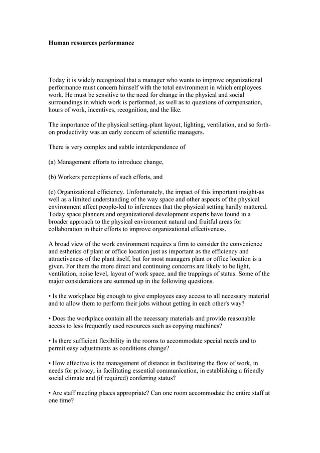 Human resources performance | PDF