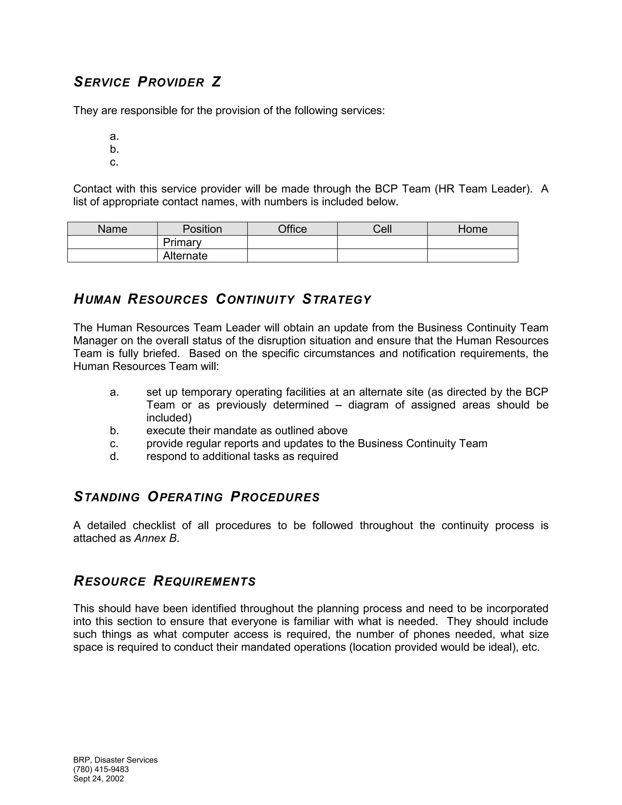 Human resources plan template | DOC