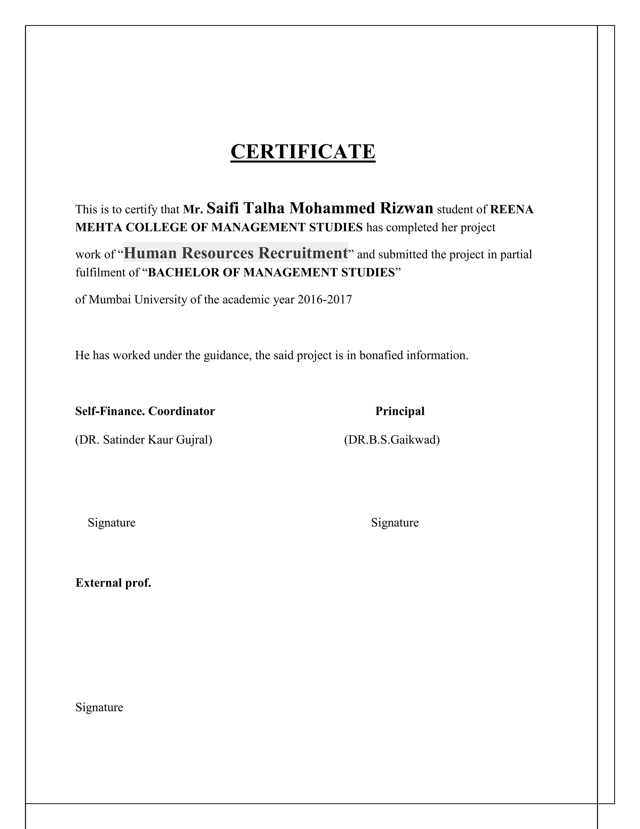 Human Resources Recruitment project balckbook.pdf