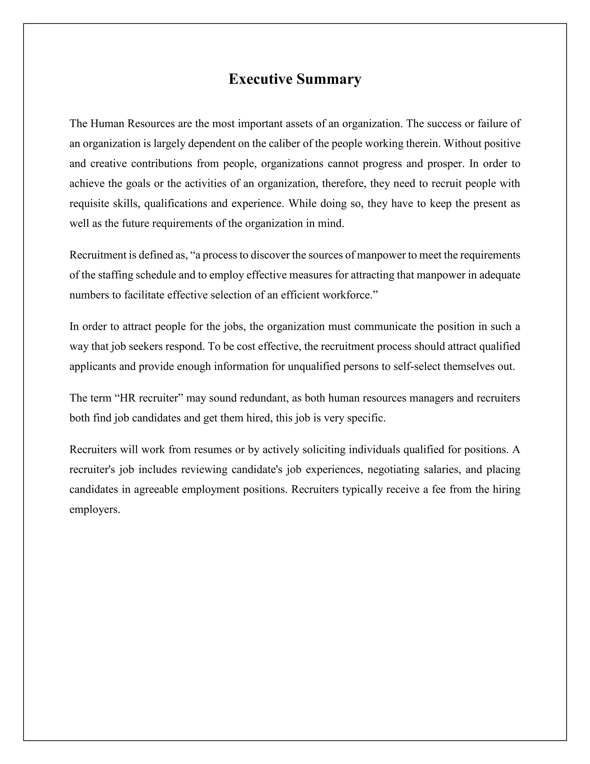 Human Resources Recruitment project balckbook.pdf | Management Consulting Industry | Industries