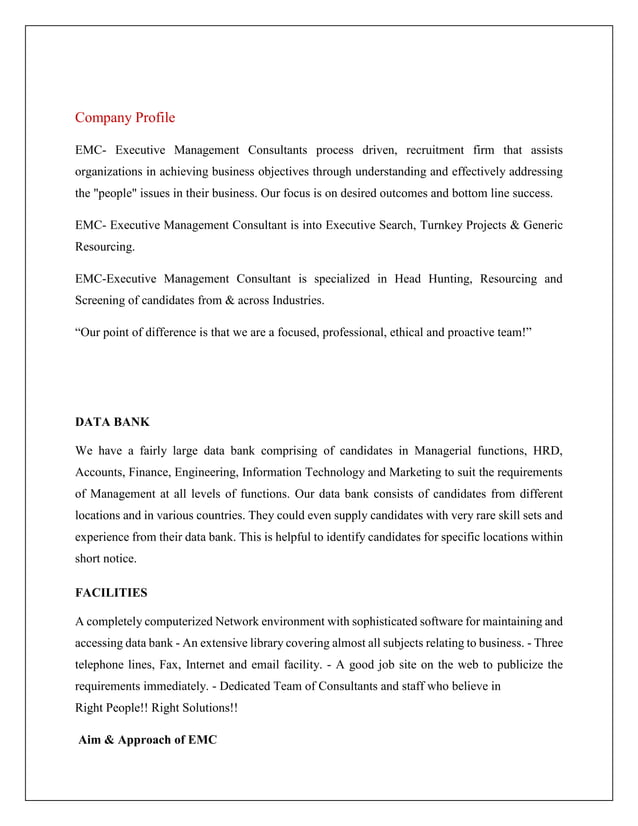 Human Resources Recruitment project balckbook.pdf | Management Consulting Industry | Industries