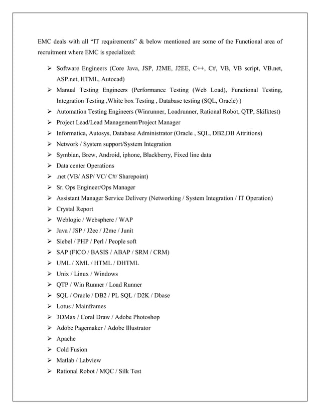 Human Resources Recruitment project balckbook.pdf | Management Consulting Industry | Industries