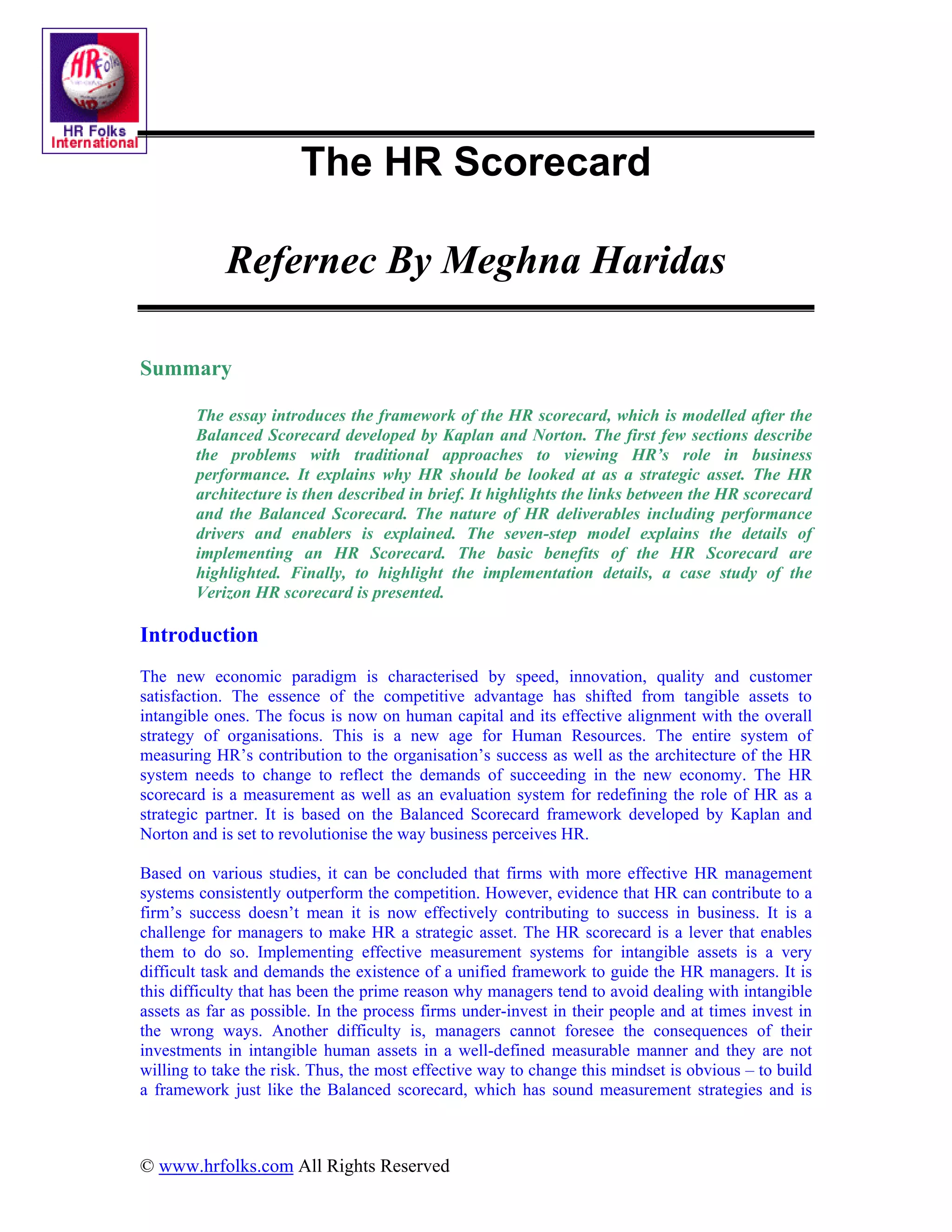 Human resources scorecard | PDF