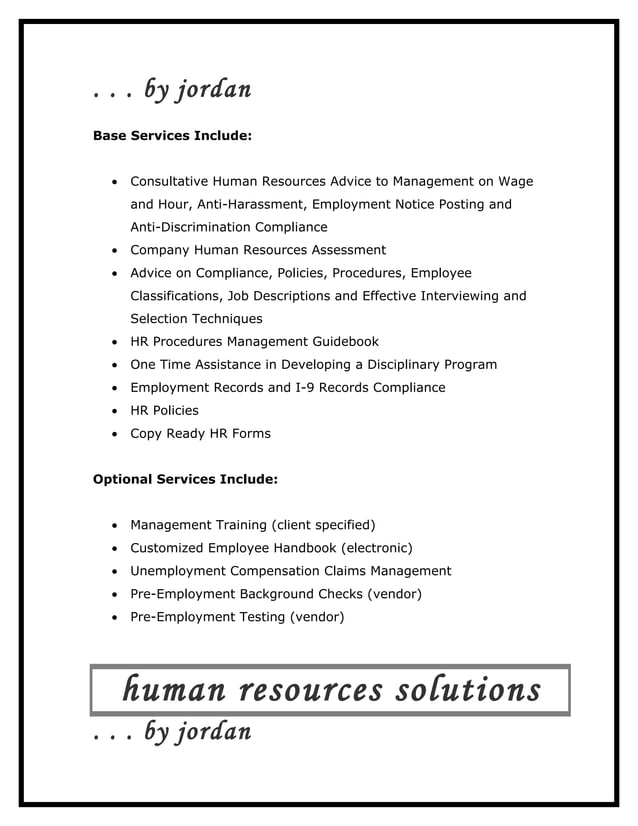Human Resources Solutions By Jordan 4.24.09