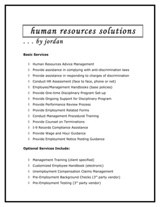 Human Resources Solutions By Jordan 4.24.09