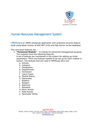 Human Resourse Management System by LogIT ME FZCO | PDF