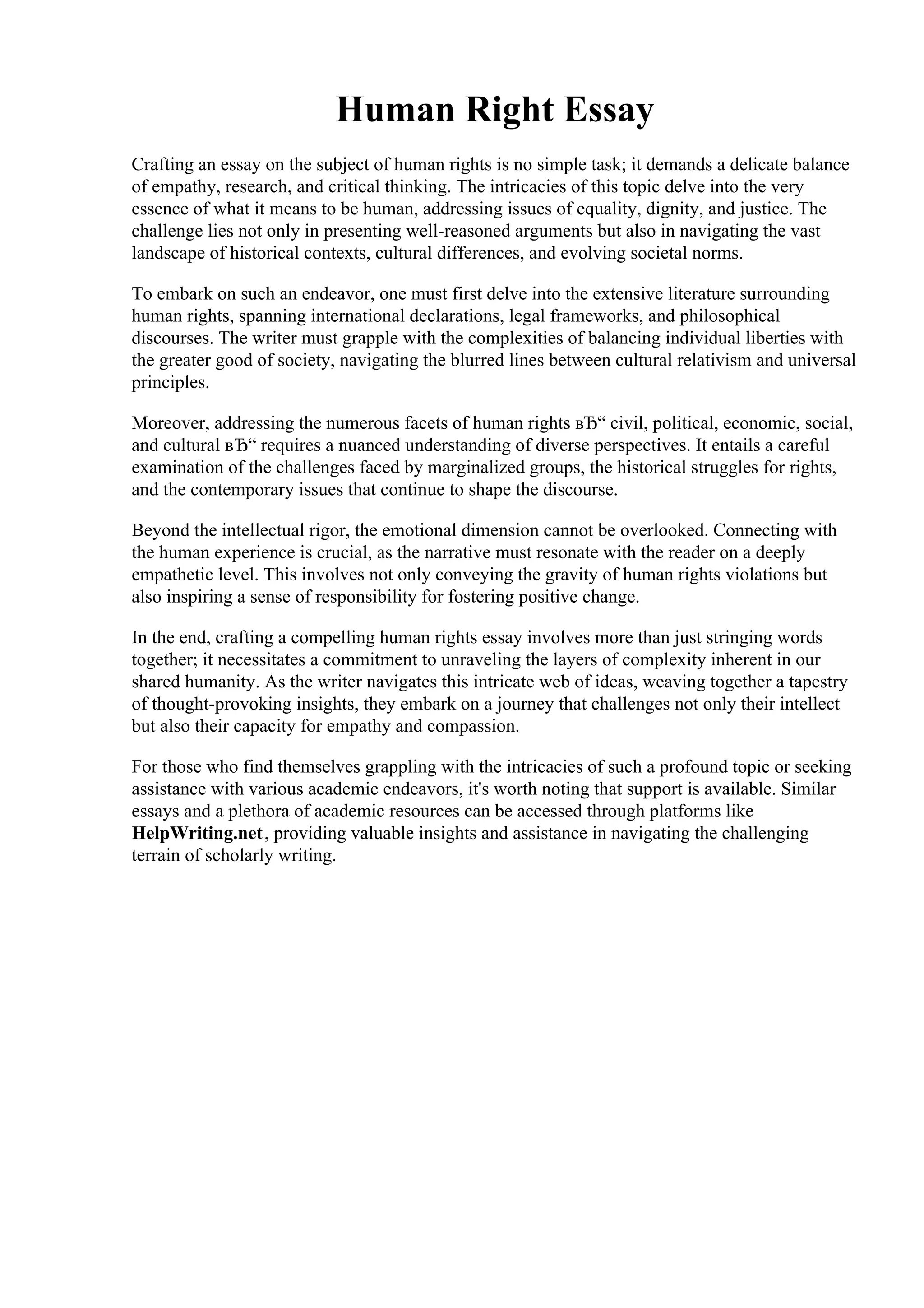 Human Right Essay | PDF