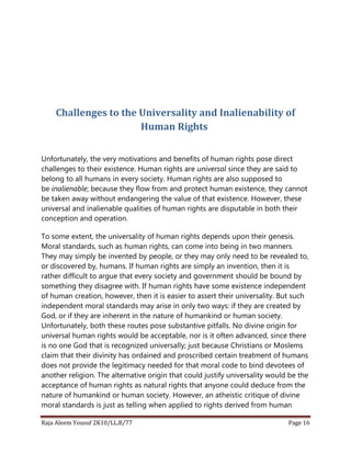 Human rights (by Advocate Raja Aleem) | DOCX