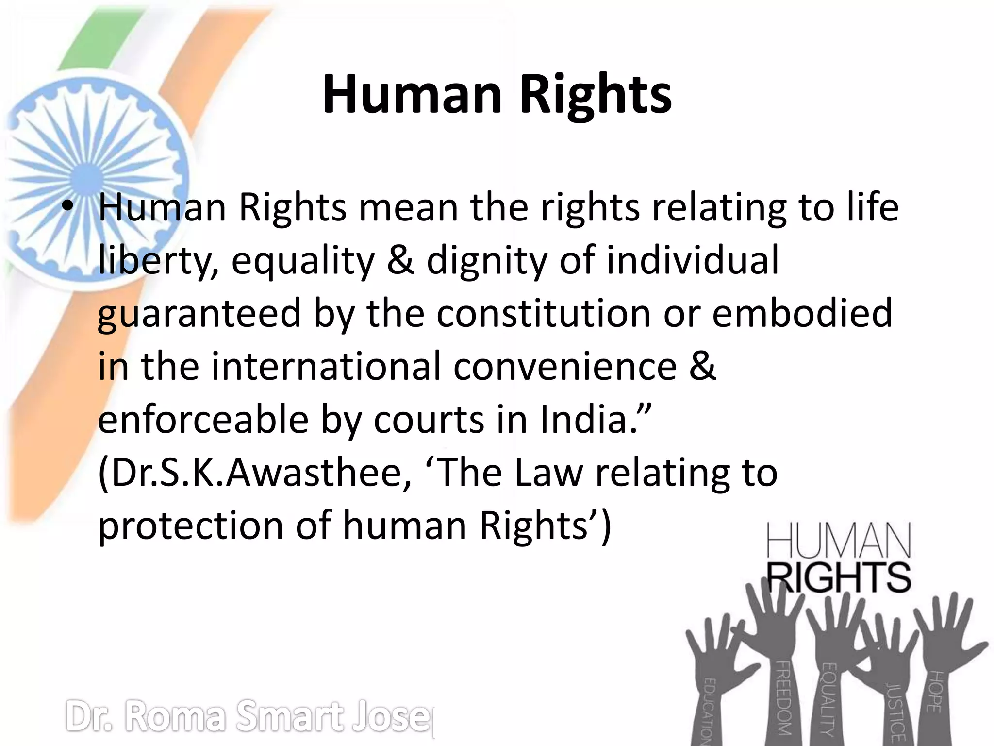 Provision of Human rights in Indian Constitution | PPTX
