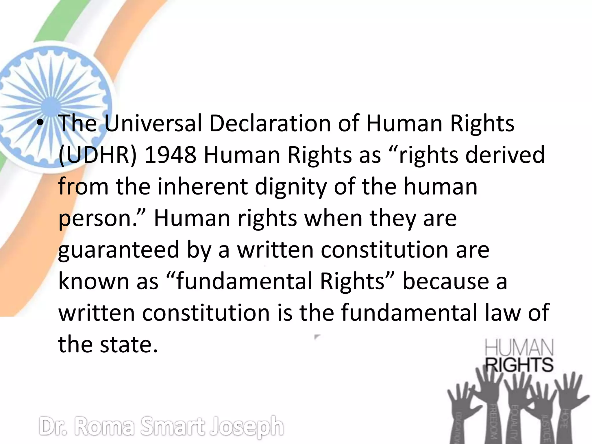Provision of Human rights in Indian Constitution | PPTX