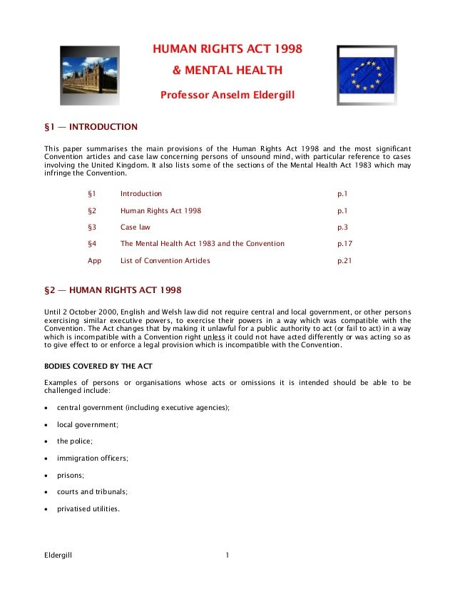 Human rights act and mental health