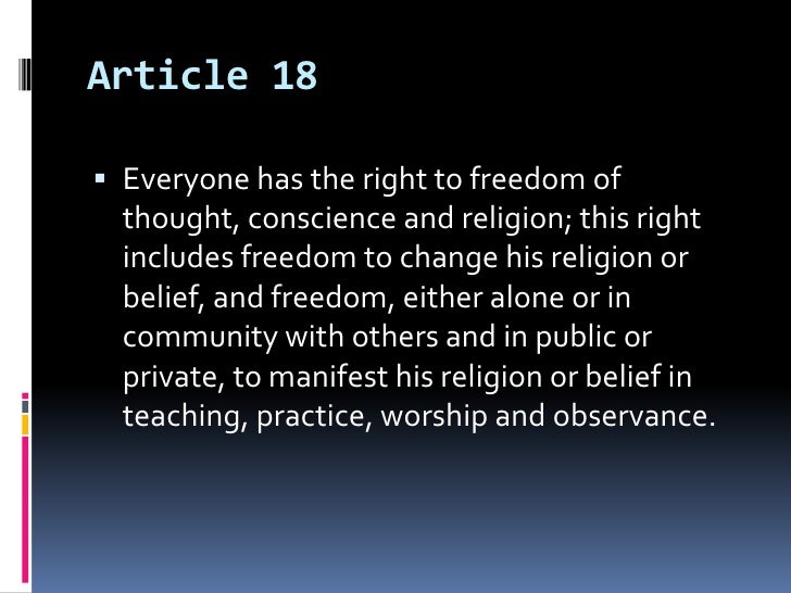 United Nations Declaration of Human Rights- Article 18