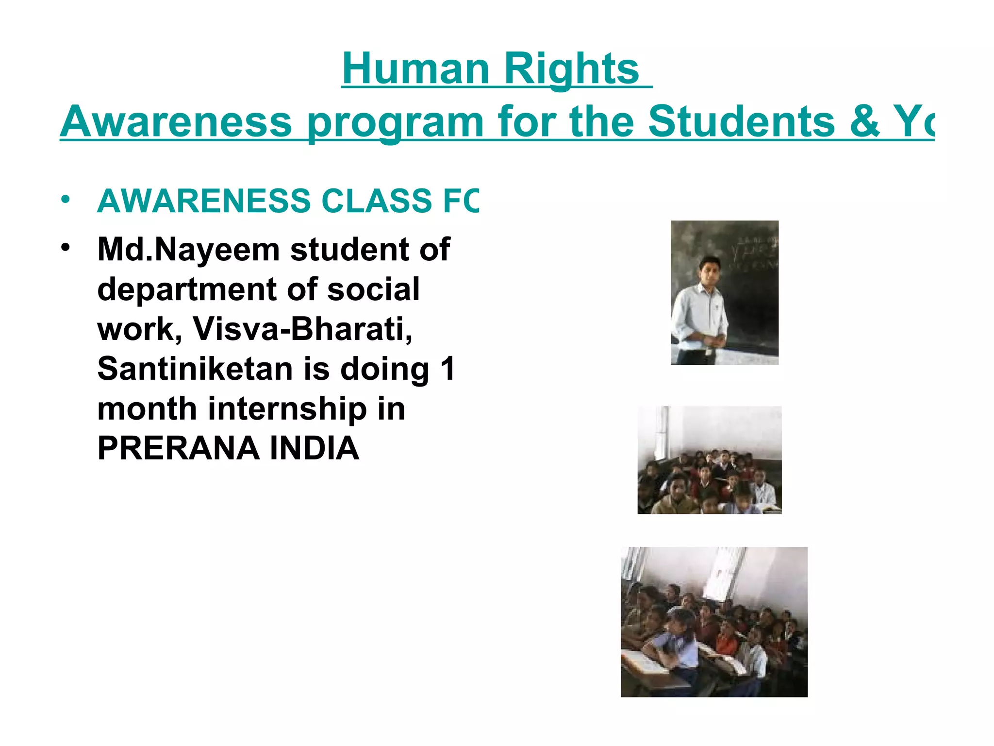 Human rights awareness program for the students & | PPT
