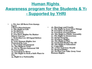 Human rights awareness program for the students & | PPT