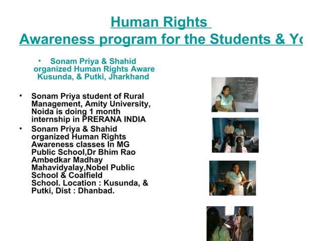 Human rights awareness program for the students & | PPT