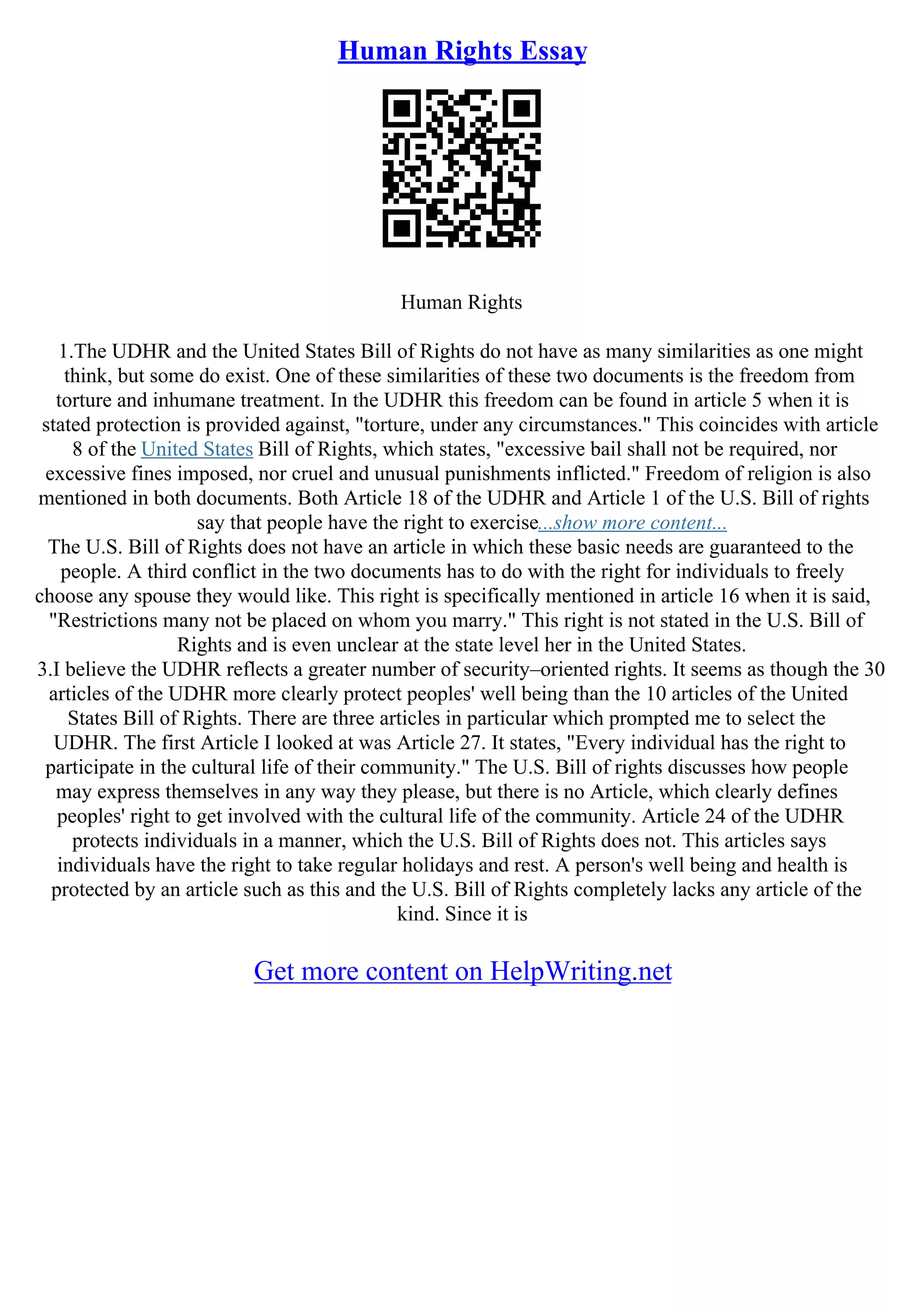 Human Rights Essay Writing | PDF