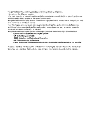 Human Rights Impact Assesments And Corporate Responsibility | PDF