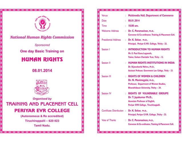 periyar evr college Human rights invitation | PDF