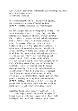 Human Rights Its Meaning and Practicein Social Work Field S.docx