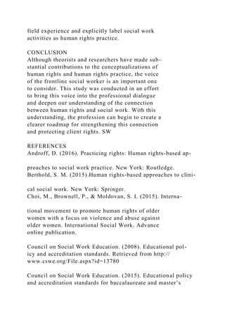 Human Rights Its Meaning and Practicein Social Work Field S.docx