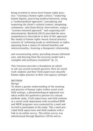 Human Rights Its Meaning and Practicein Social Work Field S.docx