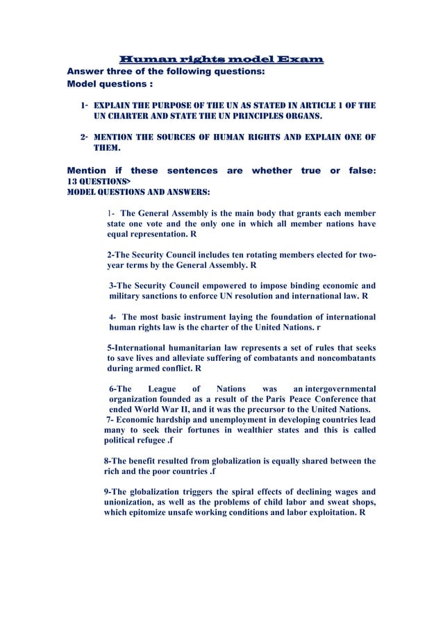Human rights model exam | PDF